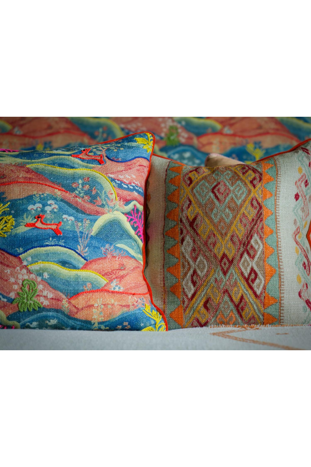 Terracotta Print Cushion | Andrew Martin Frida Sunset | OROA TRADE