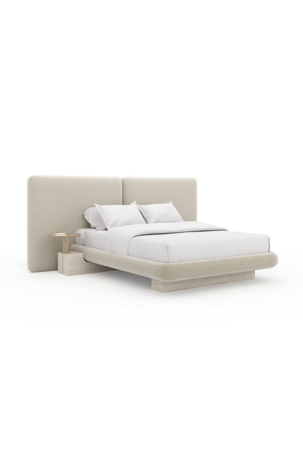 Ivory Velvet 2-Panel Queen Bed | Caracole Overlap | Oroa Trade